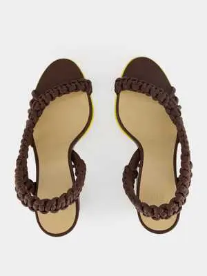Fendi Arco Braided Leather Heeled Sandals