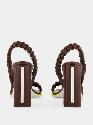 Fendi Arco Braided Leather Heeled Sandals