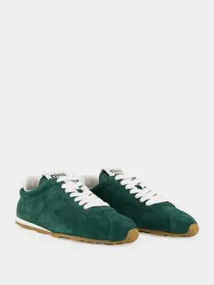 Miu Miu Plume Suede Lace-up Sneakers - Green