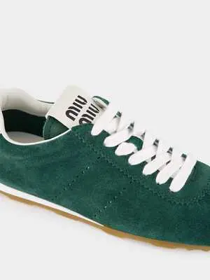 Miu Miu Plume Suede Lace-up Sneakers - Green