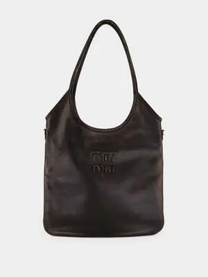 Miu Miu Coffee Ivy Leather Shoulder Bag