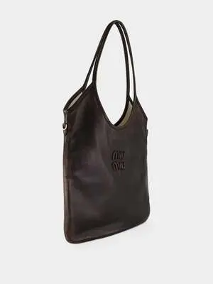 Miu Miu Coffee Ivy Leather Shoulder Bag