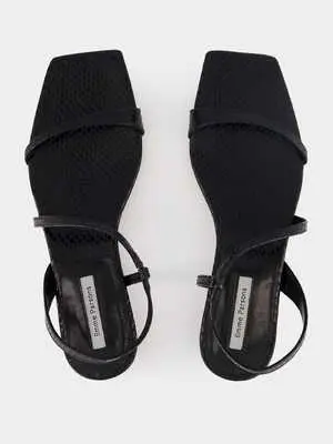 EMME PARSONS Embossed Snake Calfskin Flat Sandals - Black