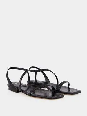 EMME PARSONS Embossed Snake Delice Flat Sandals - Black