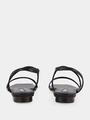 EMME PARSONS Embossed Snake Delice Flat Sandals - Black
