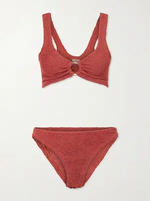 Hunza G Embellished Crinkle Bikini - Red