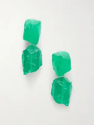 Completedworks Silver-plated And Resin Drop Earrings - Green