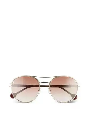 FERRAGAMO Double-bridge Round-frame Sunglasses - Gold
