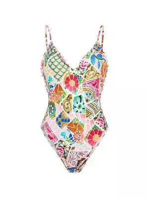 Seafolly Beach Boheme Mosaic-print Swimsuit - Pink