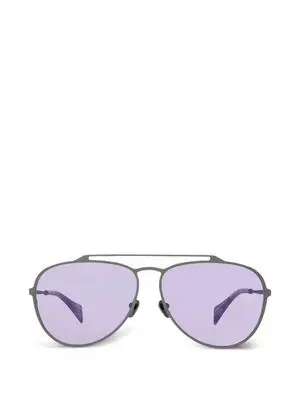 Yohji Yamamoto Double-bridge Pilot-frame Sunglasses - Grey