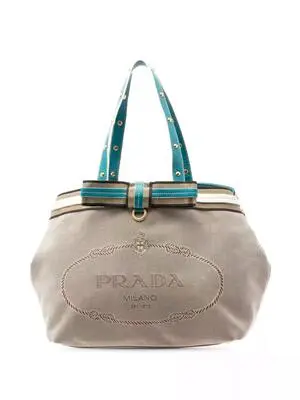 Prada Canvas Canapa Logo Tote Bag