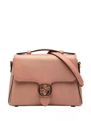 Gucci Small Calfskin Leather Interlocking G Satchel - Pink