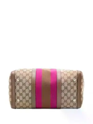 Gucci Medium Gg Canvas Web Joy Boston Bag Satchel - Brown