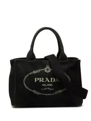 Prada Canapa Logo Satchel - Black
