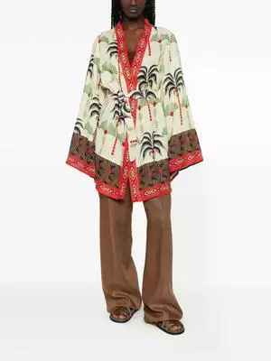 Anjuna Carlotta Palm-print Belted Coat