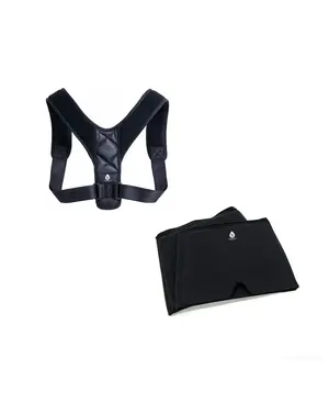 PURSONIC Ultimate Wellness Bundle Brace Posture Corrector And Migraine Relief Cap - Black