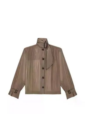 Saint Laurent High Neck Pleated Blouse