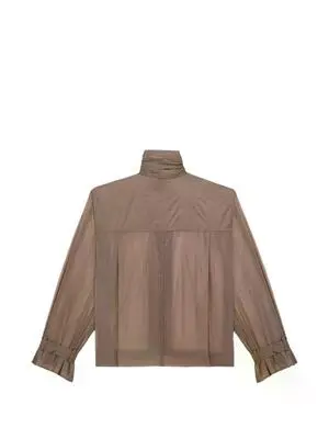 Saint Laurent High Neck Pleated Blouse