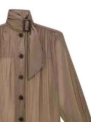 Saint Laurent High Neck Pleated Blouse