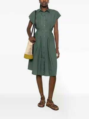 XACUS Mimi Pleated Belted Mini Dress In Army