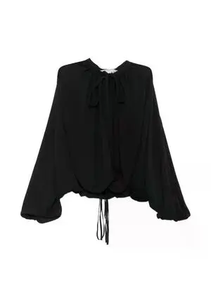 THE M.. Elvira Tie-neck Balloon-sleeve Blouse - Black