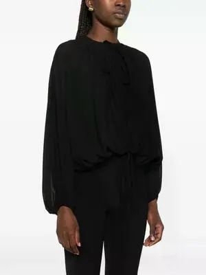THE M.. Elvira Tie-neck Balloon-sleeve Blouse - Black