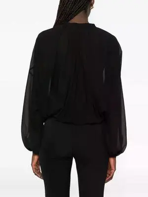 THE M.. Elvira Tie-neck Balloon-sleeve Blouse - Black