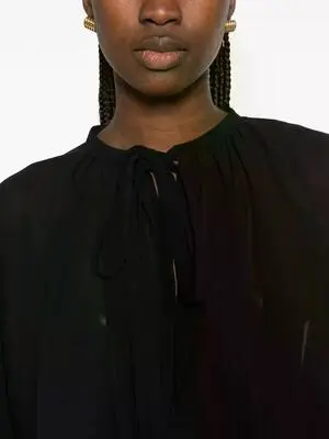 THE M.. Elvira Tie-neck Balloon-sleeve Blouse - Black