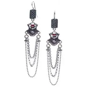GEM KINGDOM Ex Voto Mystique Dangle Earrings With Garnet Detail - Silver