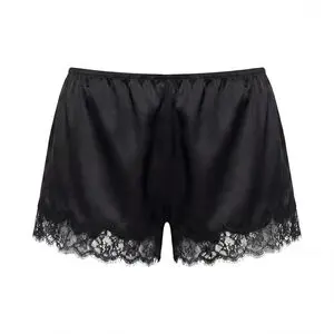 VIMISSIA Cherie Silk Shorts With French Leavers Lace - Black
