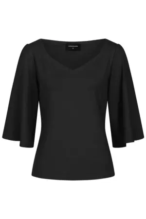 MARIANNA DÉRI Sweetheart Neckline Top With 3/4 Sleeves - Black