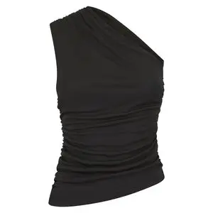CELESTINE & MAE Aura One-shoulder Ruched Top - Black