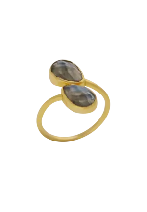 LAVANI JEWELS Aura Ring With Labradorite - Grey