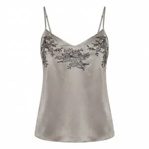 VIMISSIA Celeste Silk Сamisole In With Anthracite Leavers Lace