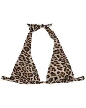 LORDS OF HARLECH Raquel Leopard Print Triangle Bikini Top - Brown