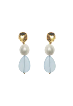 LAVANI JEWELS Nydia Light Blue Stone And Pearl Drop Earrings