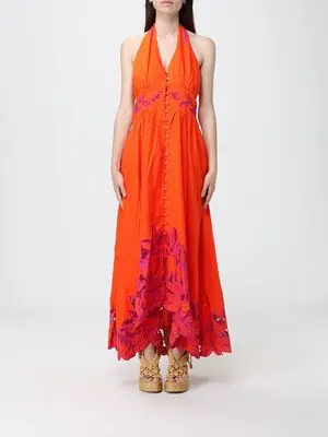 Farm Rio Embroidered Halter Maxi Dress