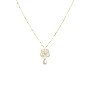 ALEGORIA JEWELLERY White Pearl And Enamel Flower Necklace - White/gold