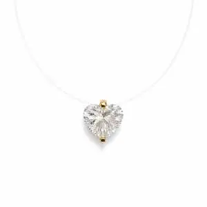 PEARL CODE Heart Shaped Cubic Zirconia Pendant Necklace - Gold