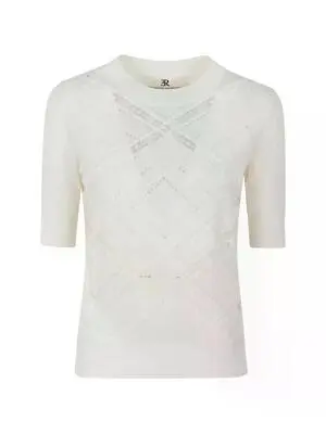 Ermanno Scervino White Pointelle Knit Top