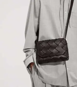 Bottega Veneta Intreccio Leather Cross-body Bag - Brown
