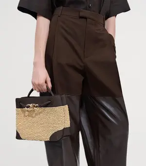 Bottega Veneta Small Raffia Andiamo Top-handle Bag