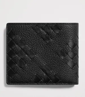 Bottega Veneta Leather Intrecciato Bifold Wallet - Black
