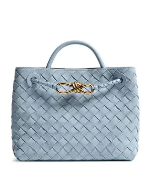 Bottega Veneta Bottega Veneta Small Suede Andiamo Top-Handle Bag Grey
