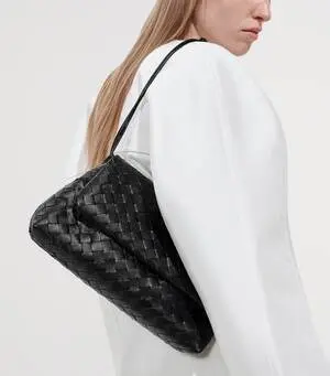 Bottega Veneta Leather Giorno Shoulder Bag - Gold