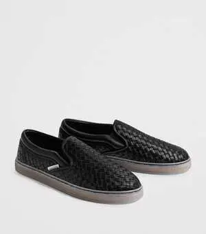 Bottega Veneta Serena Slip-on Sneakers In Intrecciato Calfskin - Black