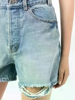 We11Done Light-wash Ripped Denim Shorts
