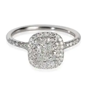 Tiffany & Co. 1.07 Ct Cushion Diamond Double Halo Engagement Ring - Platinum
