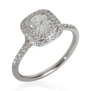Tiffany & Co. 1.07 Ct Cushion Diamond Double Halo Engagement Ring