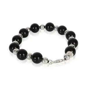 Tiffany & Co. Sterling Silver Onyx Bead Bracelet